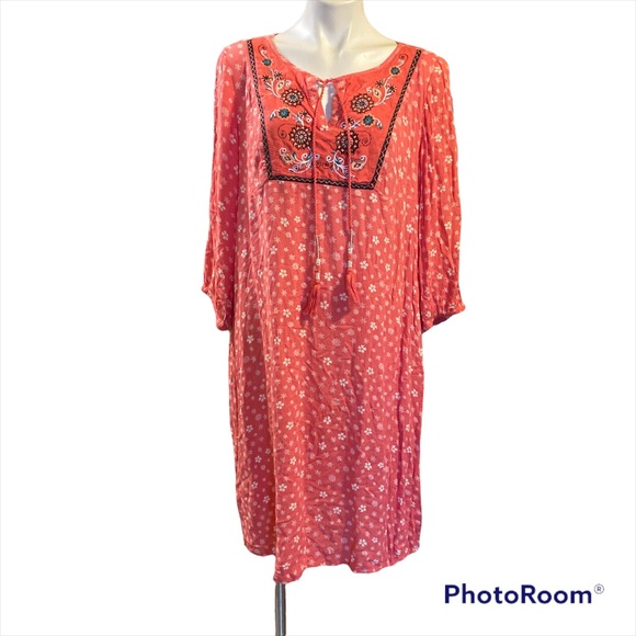 Woman Within | Dresses | Woman Within Pink Floral Boho Style Dress ...